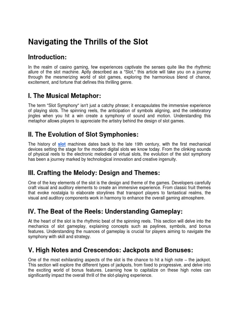 Navigating The Thrills of The Slot | PDF | Slot Machine