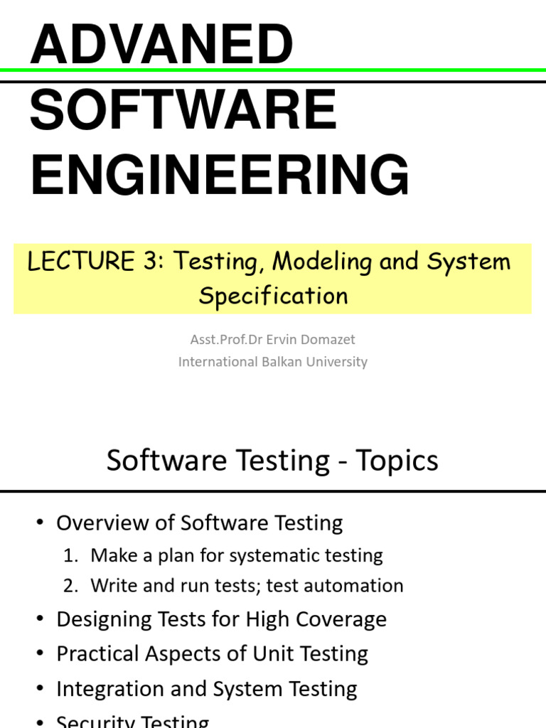 Chapter-3-Testing Modeling and System Specification | PDF