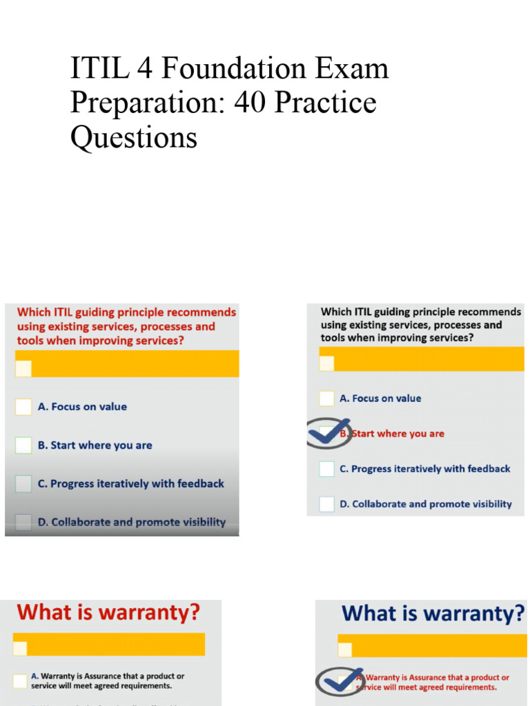 ITIL 4 Foundation Exam Preparation | PDF