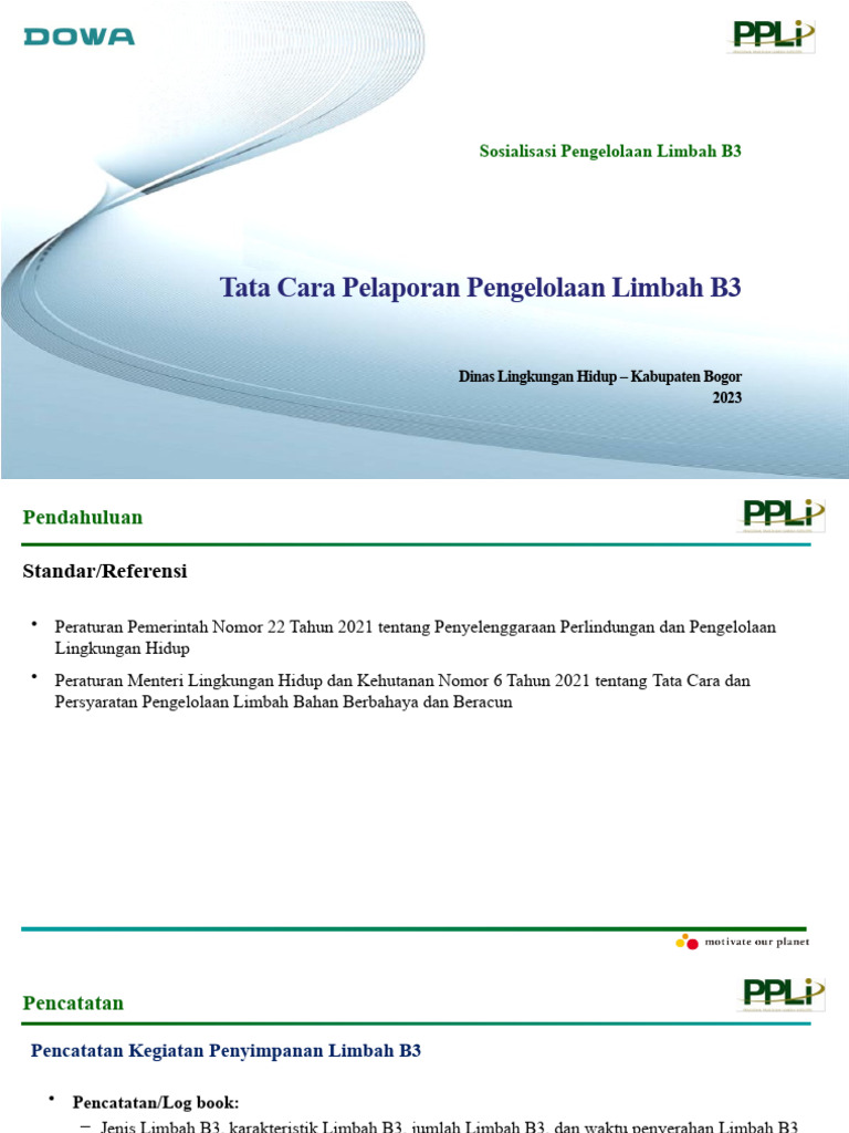 Pelaporan Pengelolaan Limbah B3 | PDF