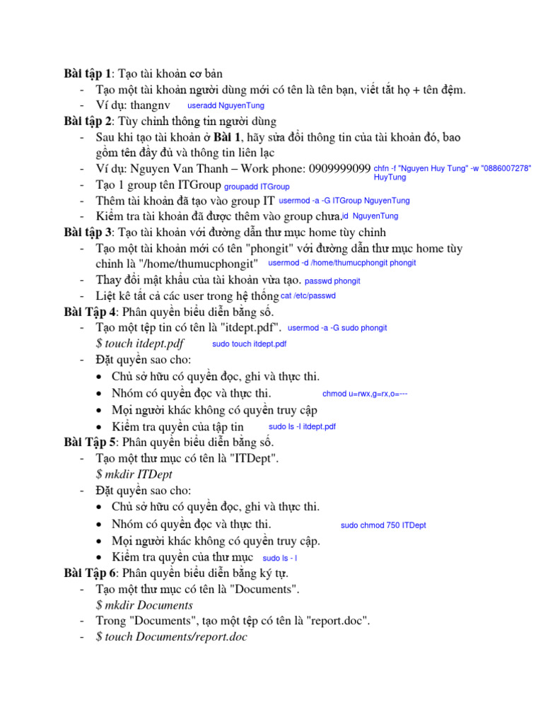 Bài Tập Thực Hành-Qly Tài Khoản-Phân Quyền File-Folder | PDF