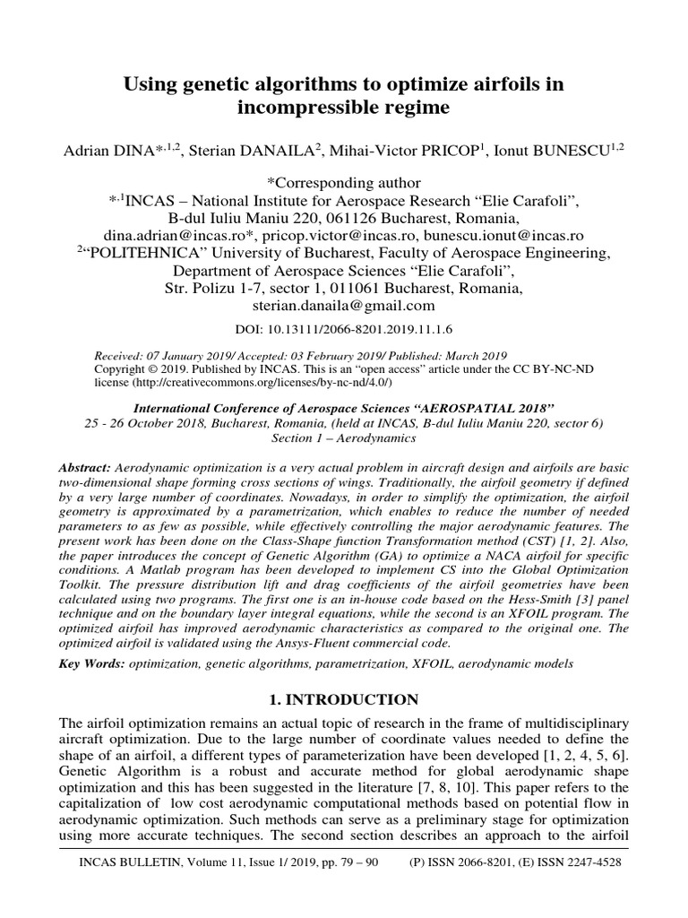 Using Genetic Algorithms To Optimize Airfoils in I | PDF