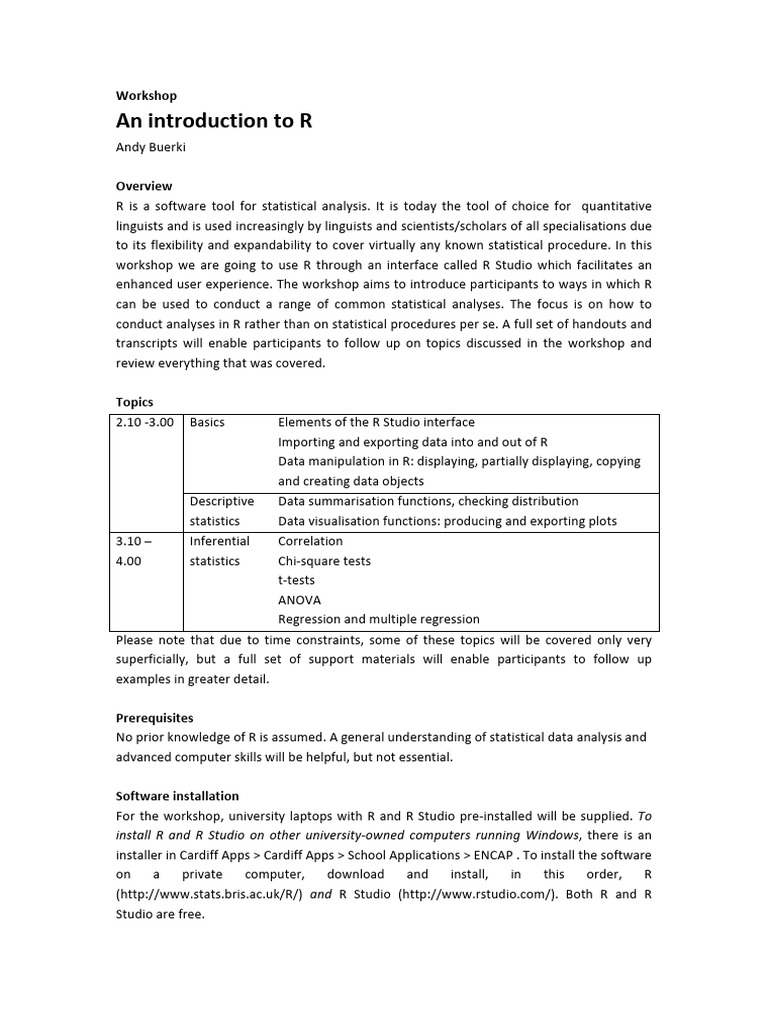 Handouts R workshop From Cardiff Uni | PDF