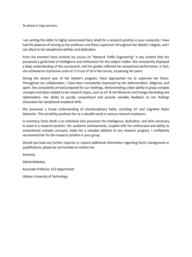 Paniz Recom-Paniz Alsafi-Dr - Mahdavi | PDF