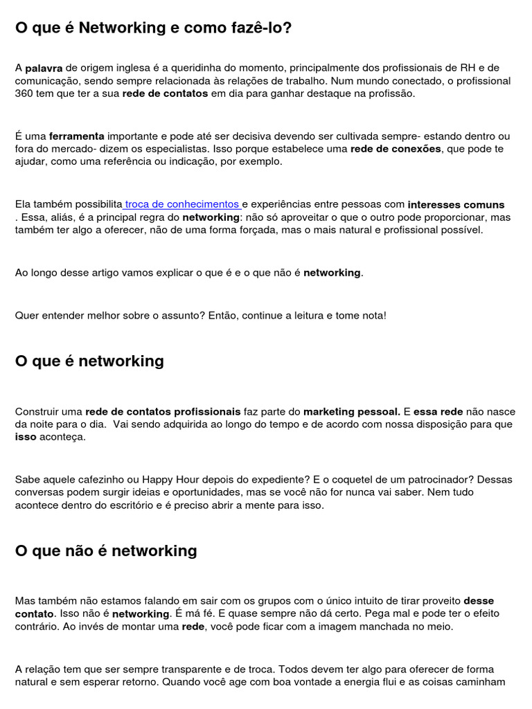 O Que É Networking e Como Fazê-Lo (Artigo) Autor Luciana Cavalcante ...