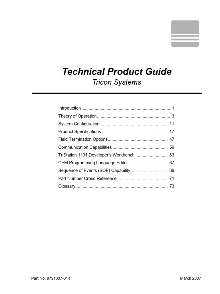 Technical Product Guide For Tricon Systems | PDF | Input/Output ...