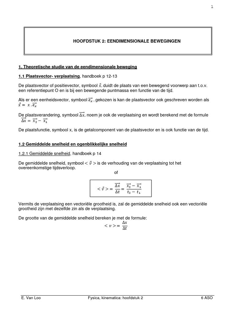 3 Kinematica Hoofdstuk 2 Eendimensionale Bewegingen 2021 OPL | PDF