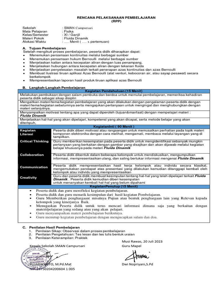 4.RPP SMT 1 KLS 11 - Fisika | PDF | Karier & Perkembangan