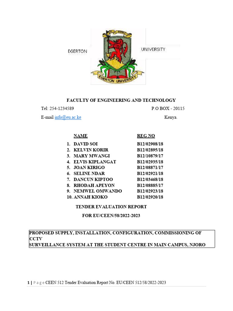 Tender Evaluation Report | PDF | Procurement | Business