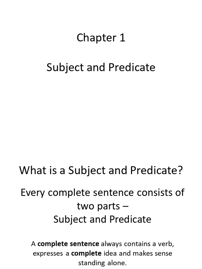 Chapter 1 - Subject and Predicate | PDF | Home & Garden