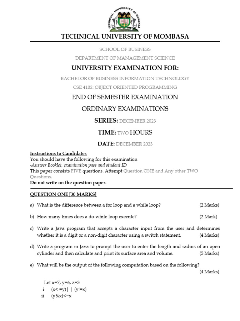 Cse 4102 Object Oriented Programming Supp Pdf