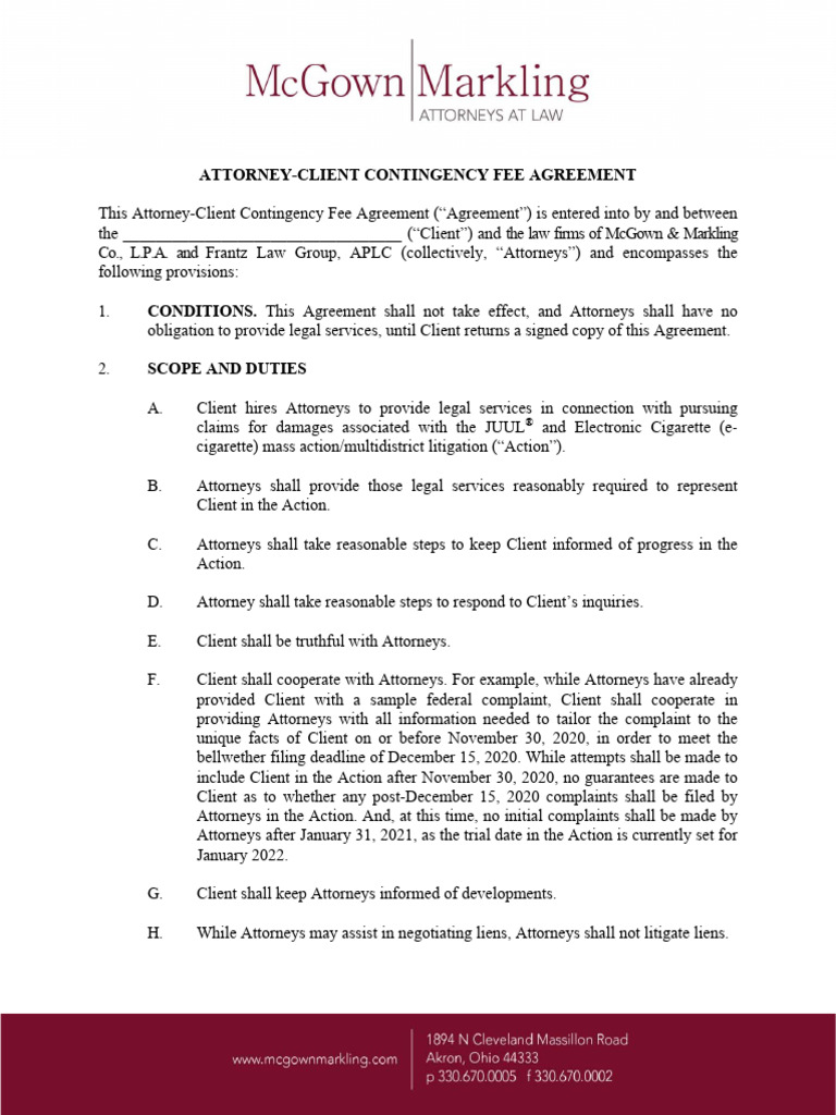 Template Contingency Fee Agreement | Download Free PDF | Conflict Of ...
