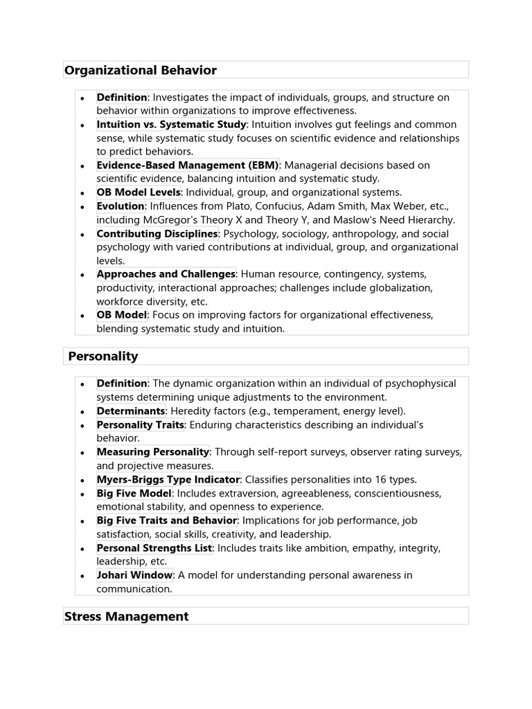 Organizational Behavior Pdf Motivational Motivation