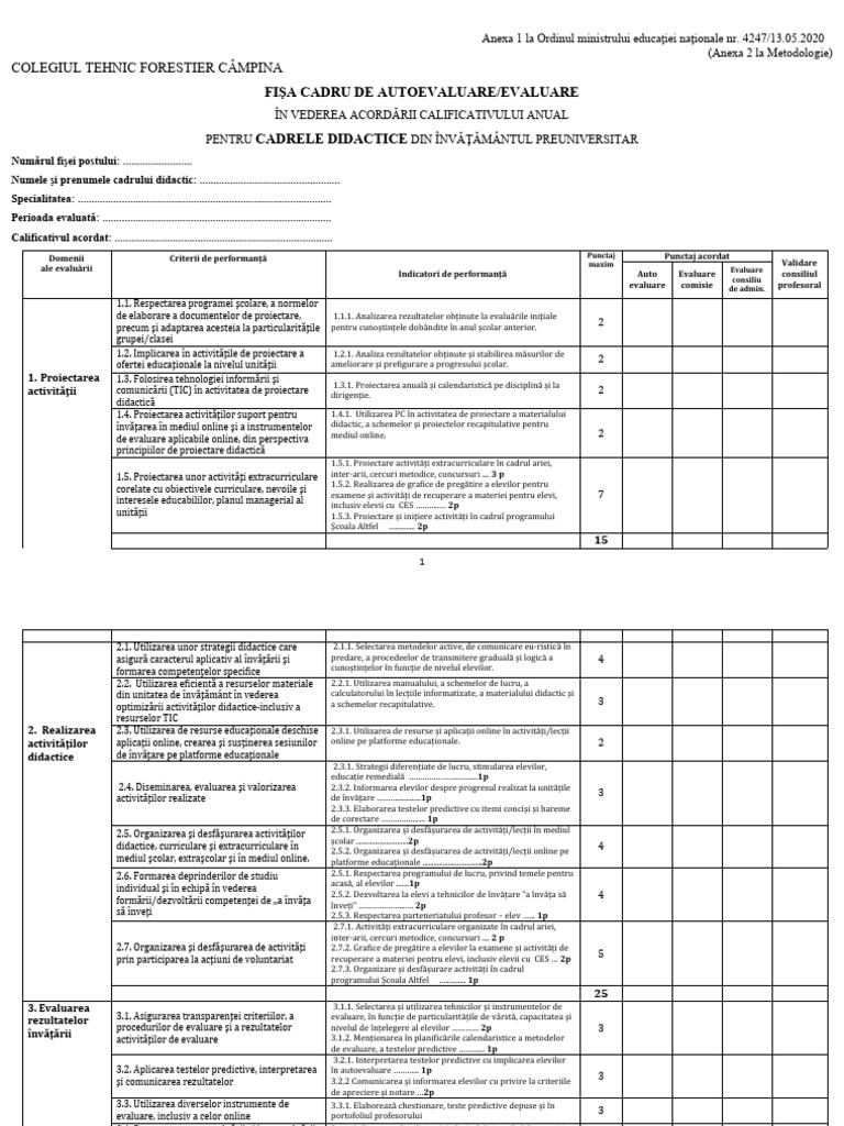 FISA DE EVALUARE - CADRE DID - Iun 2023 | PDF