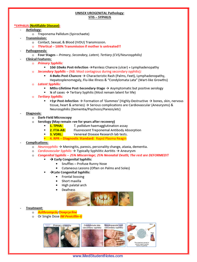 SEXH - Syphilis (1p) | PDF | Animal Diseases | Mycoplasma