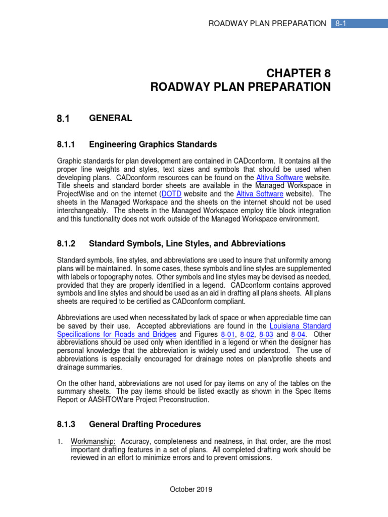 10 Chapter 8 - Roadway Plan Preparation | PDF | Concrete | Road Surface
