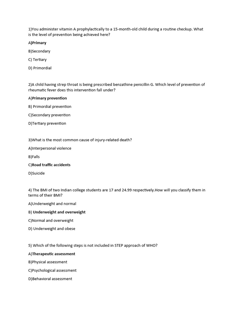 Levels of Disease Prevention and Risk Factors | PDF | Malnutrition ...