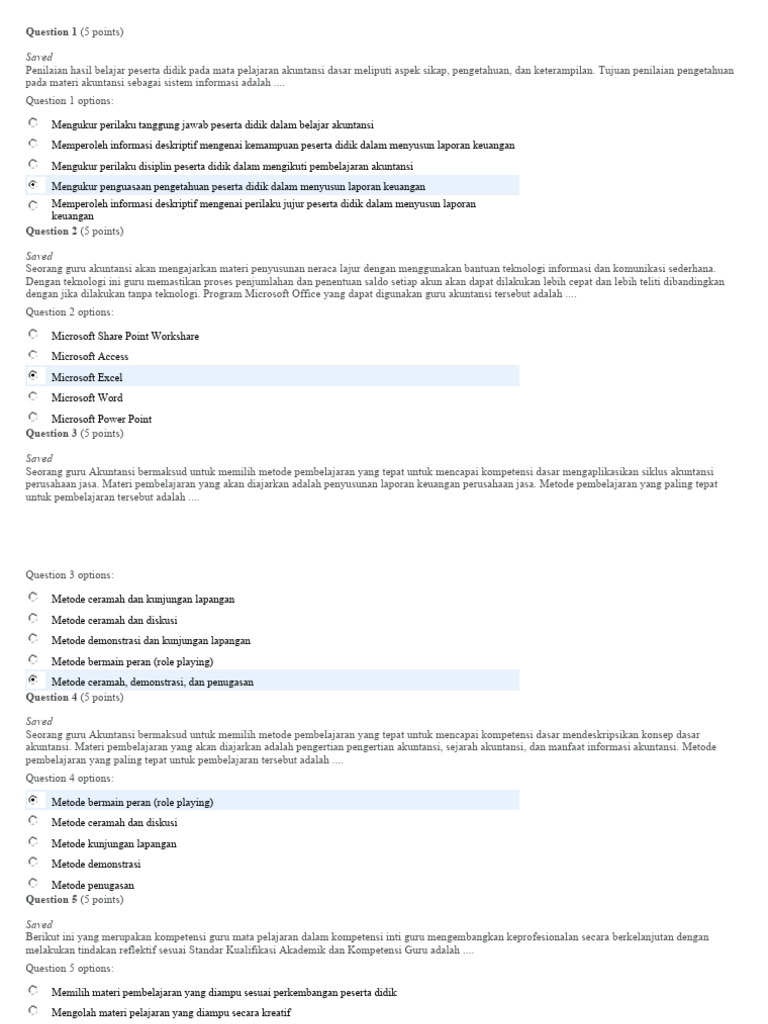 latihan soal pedagogik set 2 | PDF