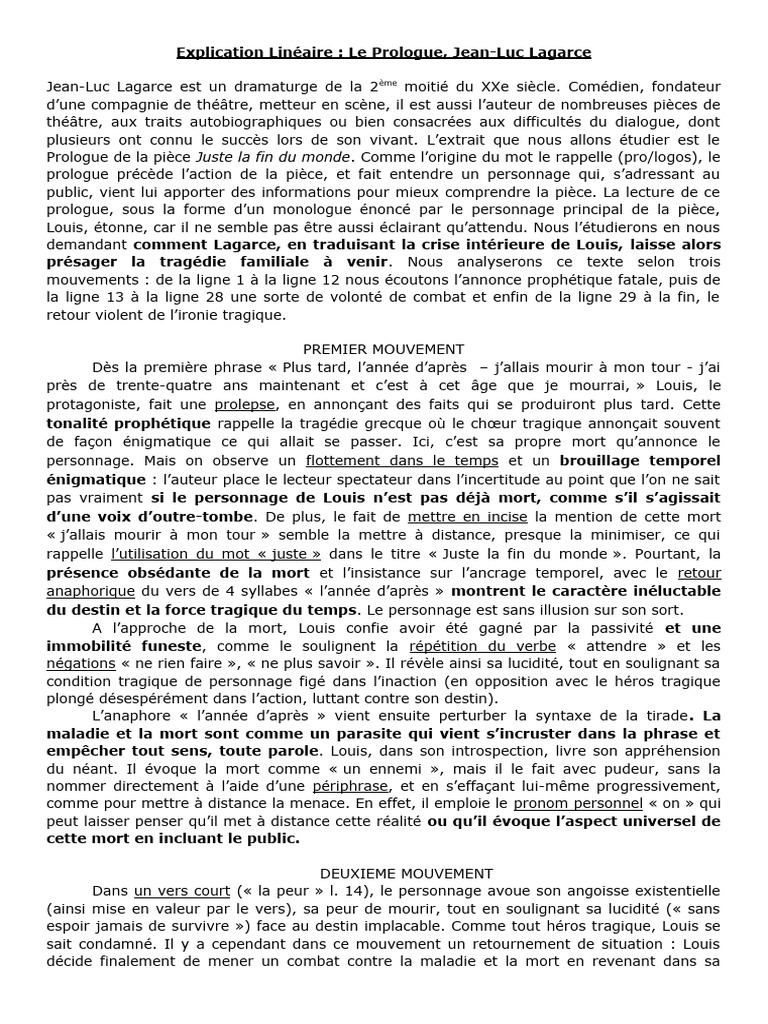 Corrigé LL06 Lagarce | PDF