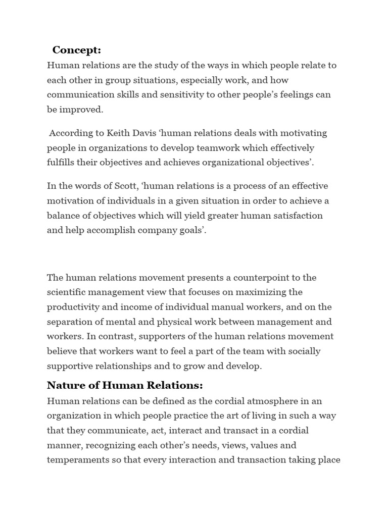 Human Relation | PDF | Interpersonal Relationships | Industrial Relations
