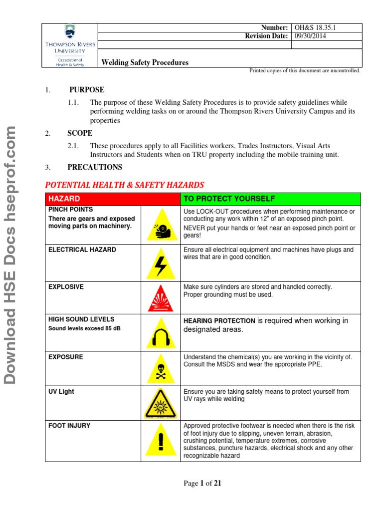 Welding Safety Procedure ? | PDF