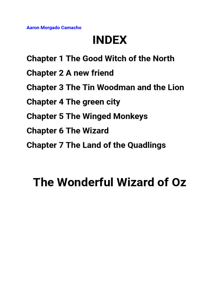 Aaron Morgado Camacho - DOSSIER - The Wonderful Wizard of Oz | PDF | Dorothy Gale | The ...