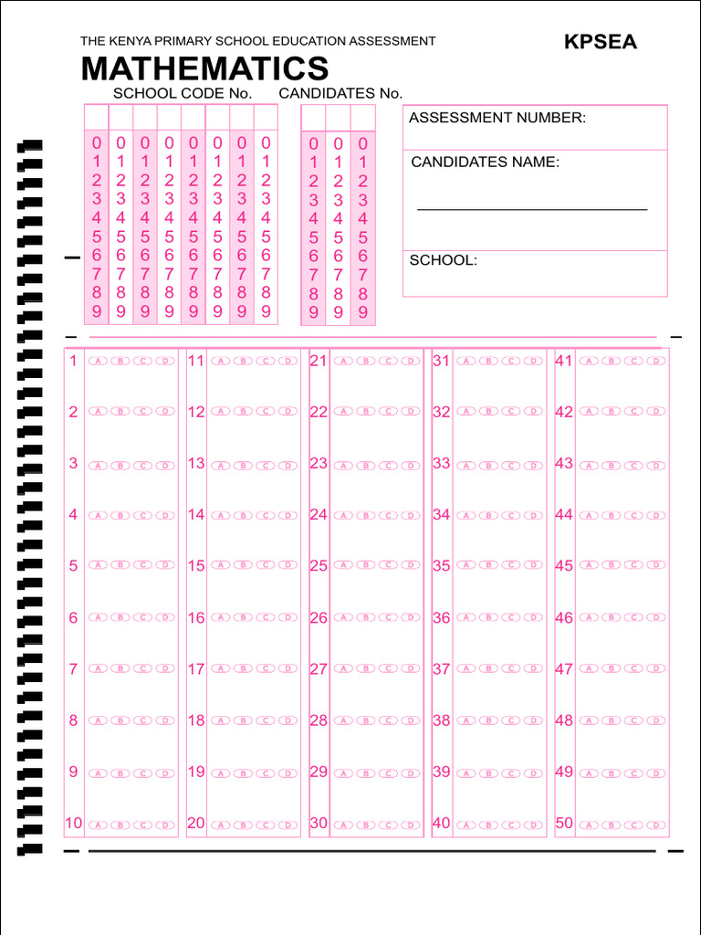 Grade 6 Kpsea Answer Sheet | PDF | Student Assessment And Evaluation ...