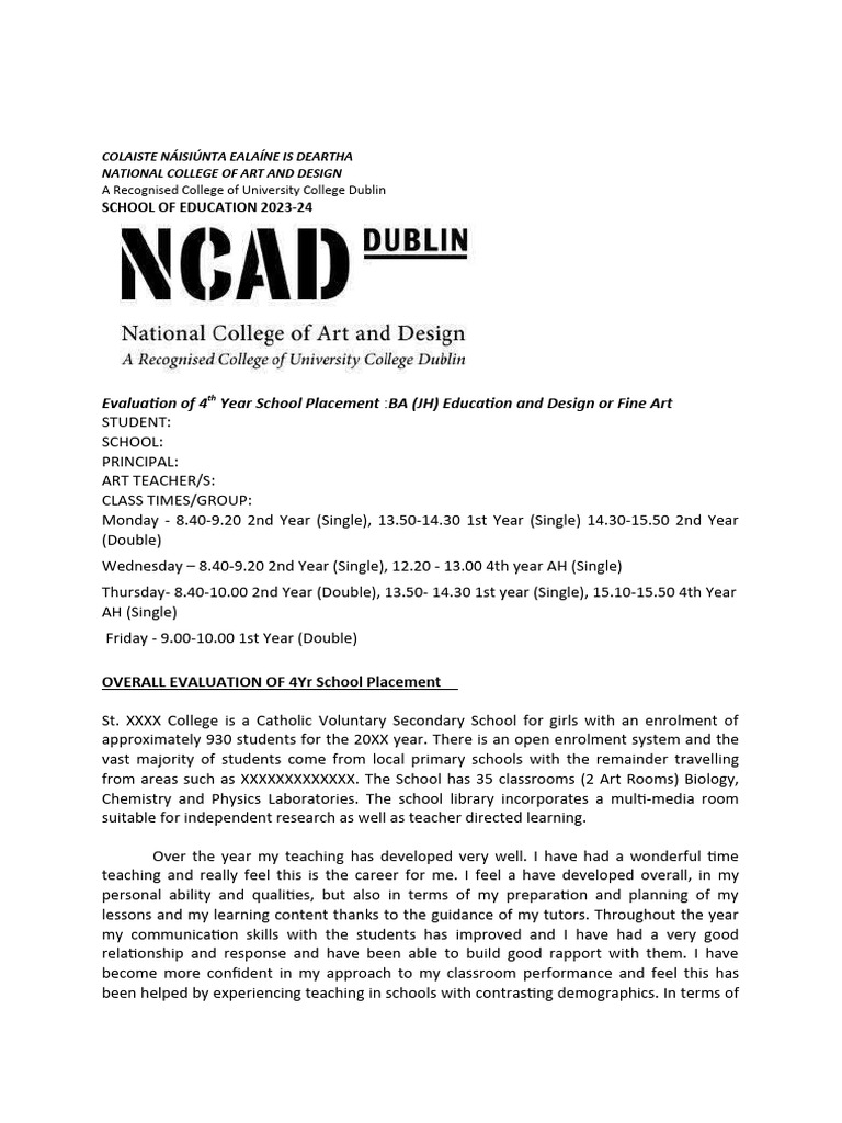 4yr Reflection of School Placement For Viva Voce 2024 | PDF ...