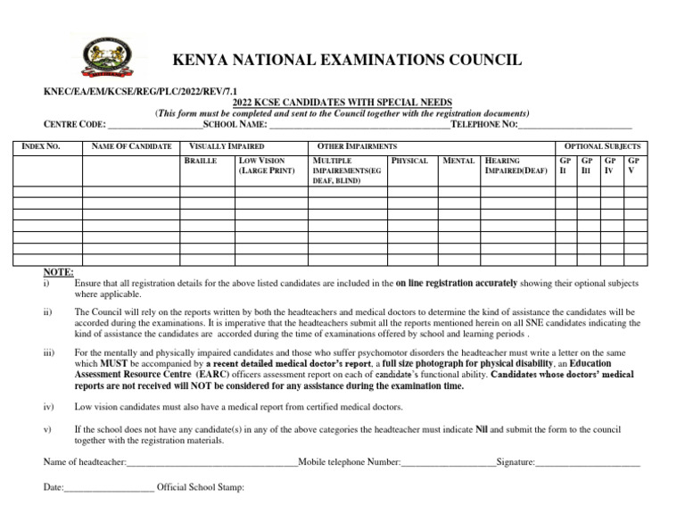 2022 KCSE Candidates With Special Needs | PDF 2022 KCSE Candidates With Special Needs | PDF