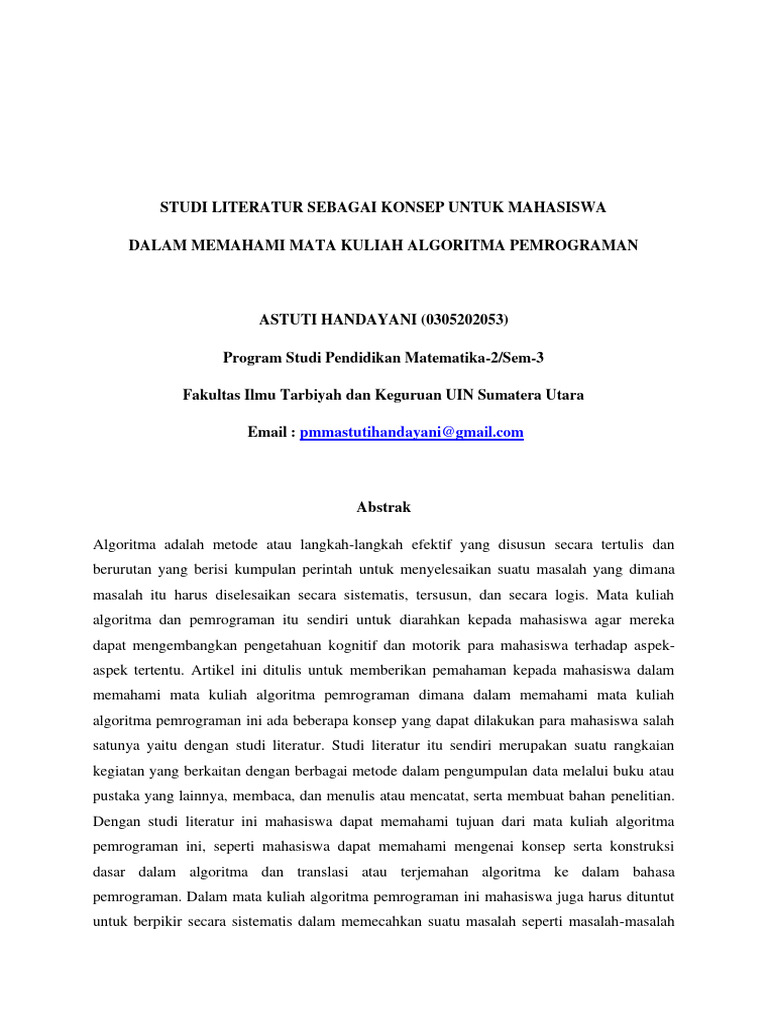 Artikel Algoritma Pemrograman (Astuti Handayani 0305202053) | PDF ...