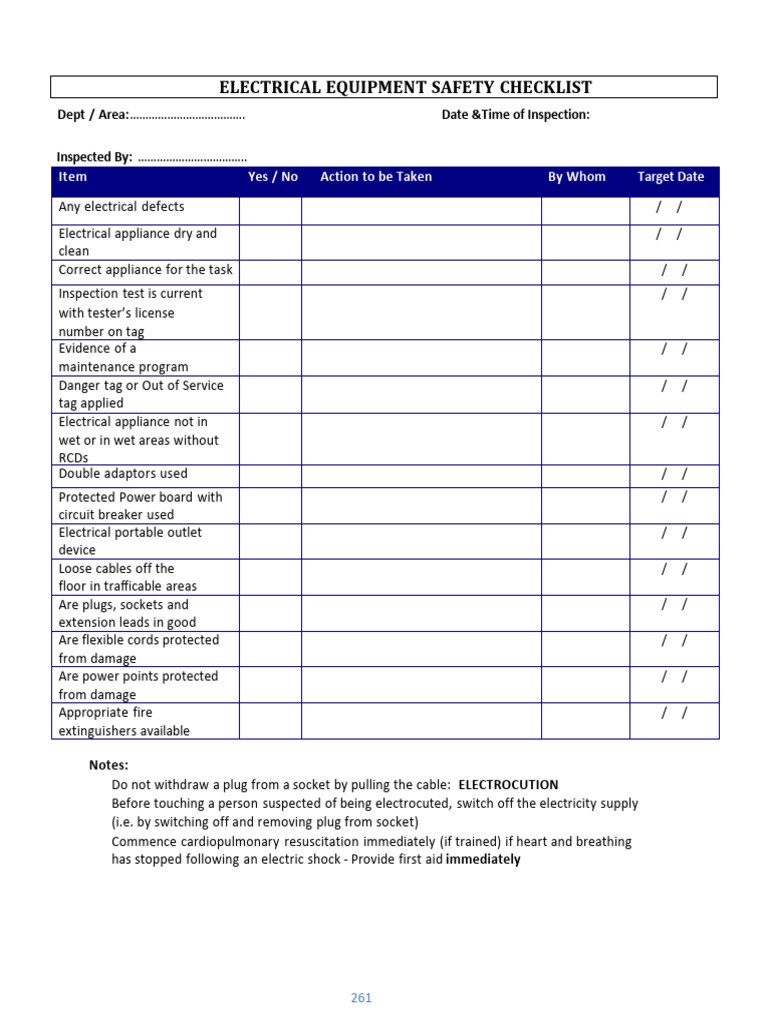 001 - Electrical Equipment Safety Checklist | PDF