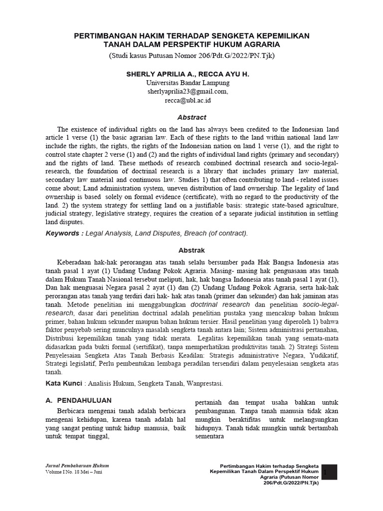 JURNAL Sherly | PDF | Social Science | Law