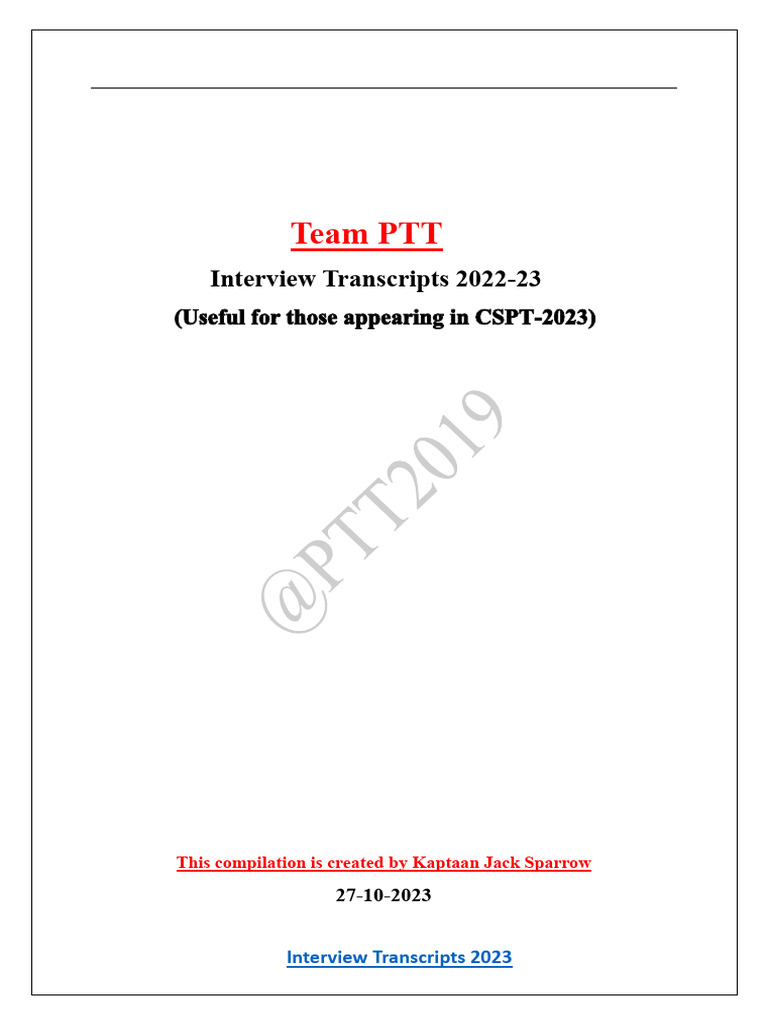 CSE-2022 Interview Transcript Compilation | PDF