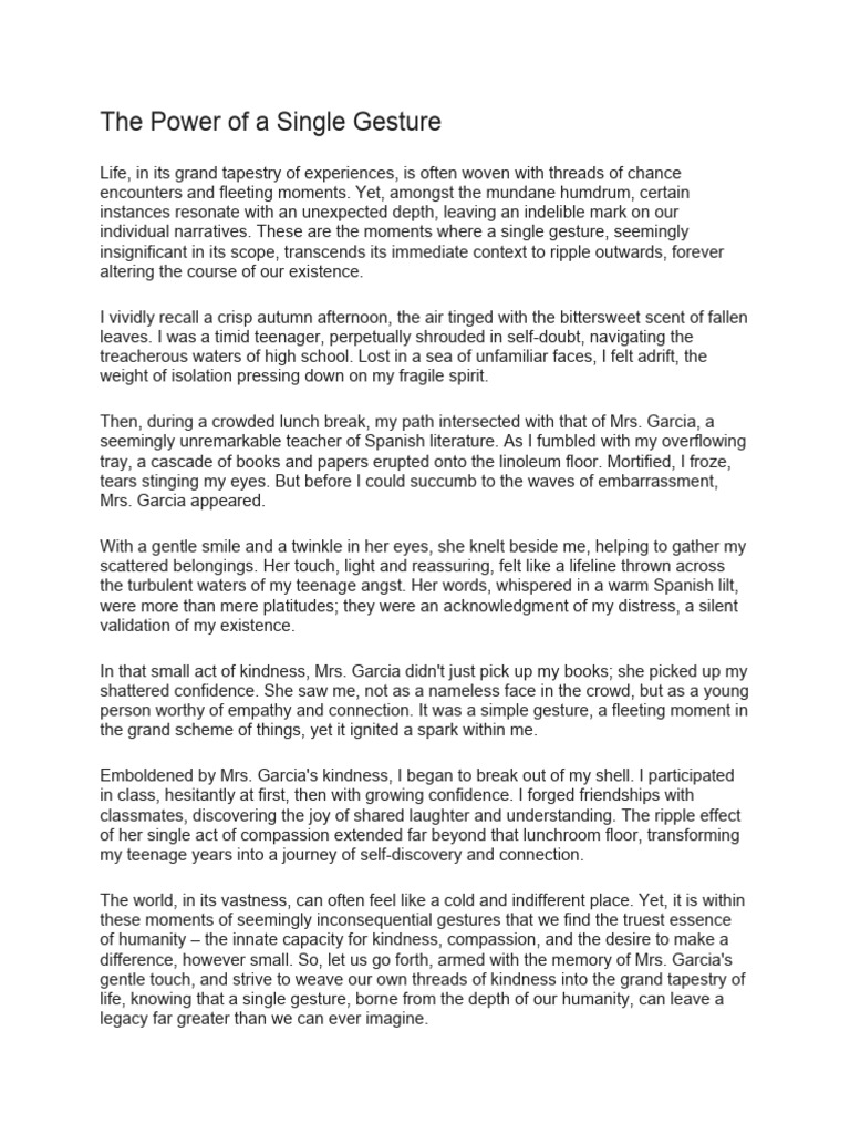 The Power of A Single Gesture | PDF | Poetry