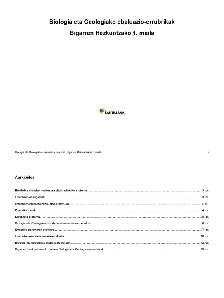 Biologia Geologia DBH 1 Errubrikak | PDF