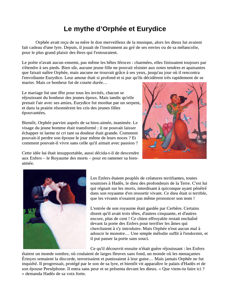 Mythe d'Orphée et Eurydice | PDF | Religion et spiritualité