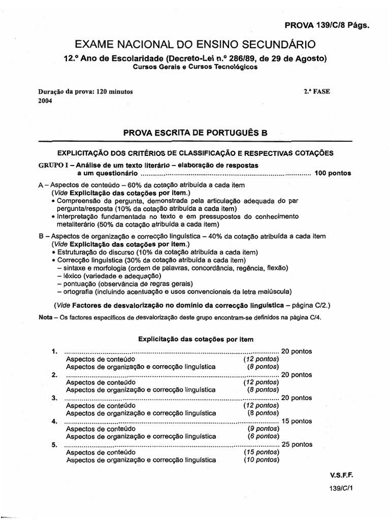 PortuguesB139 Criterios 04 Fase2 | PDF