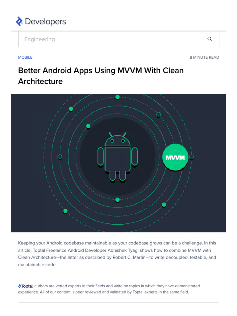 MVVM With Clean Architecture - Android Apps That Scale - Toptal® | PDF MVVM With Clean Architecture - Android Apps That Scale - Toptal® | PDF