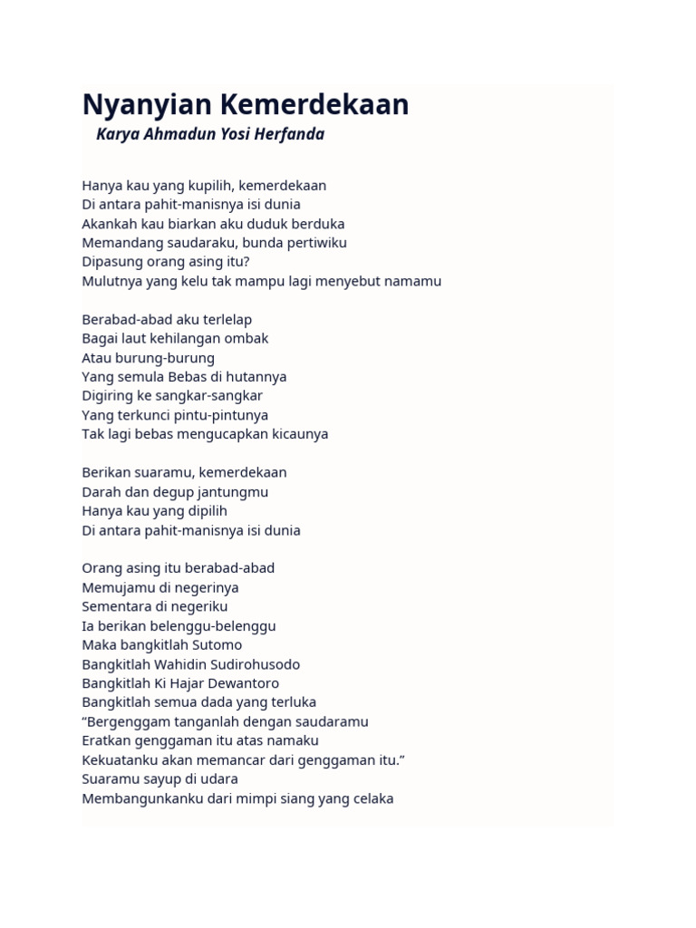 Puisi Nyanyian Kemerdekaan | PDF