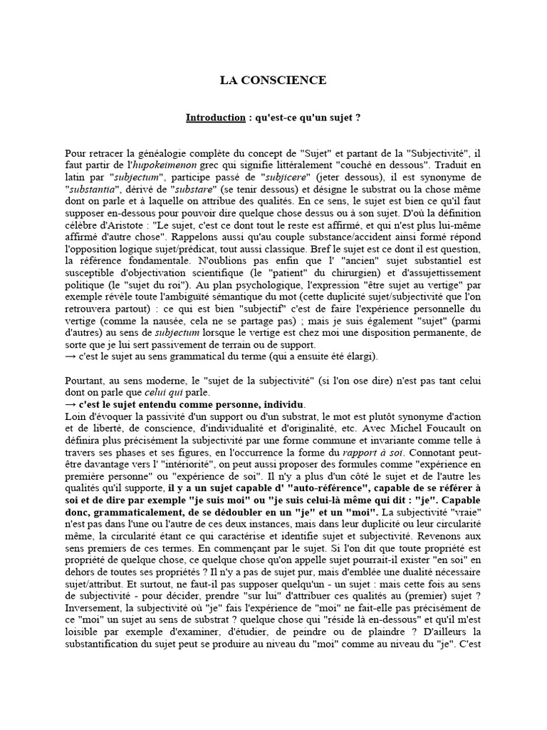 La Conscience Philosophie | PDF