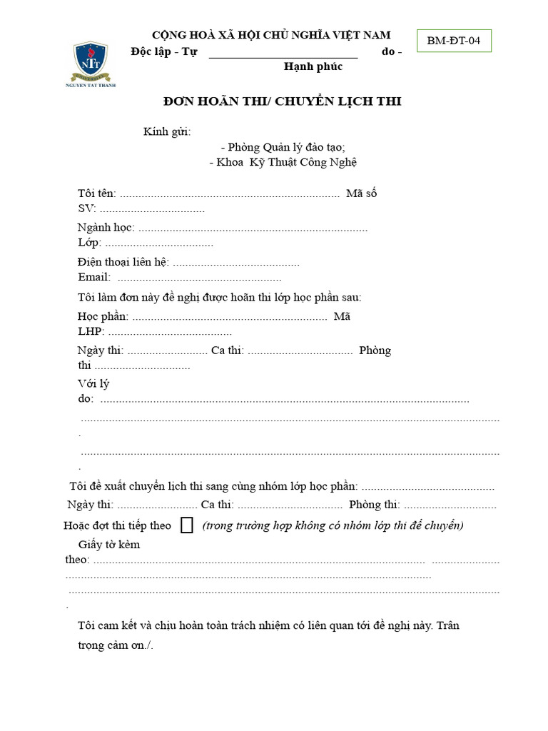 BM-DT-04 - Hoan Thi Chuyen Lich Thi | PDF