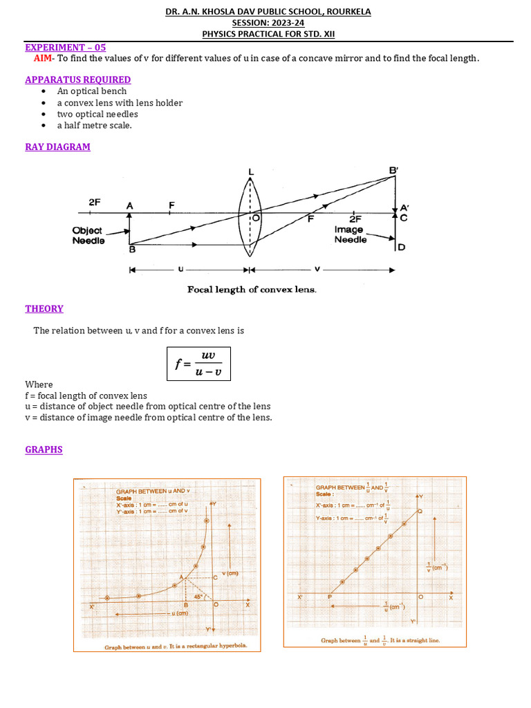 Physics Experiment 05 (Concave Mirror) | PDF