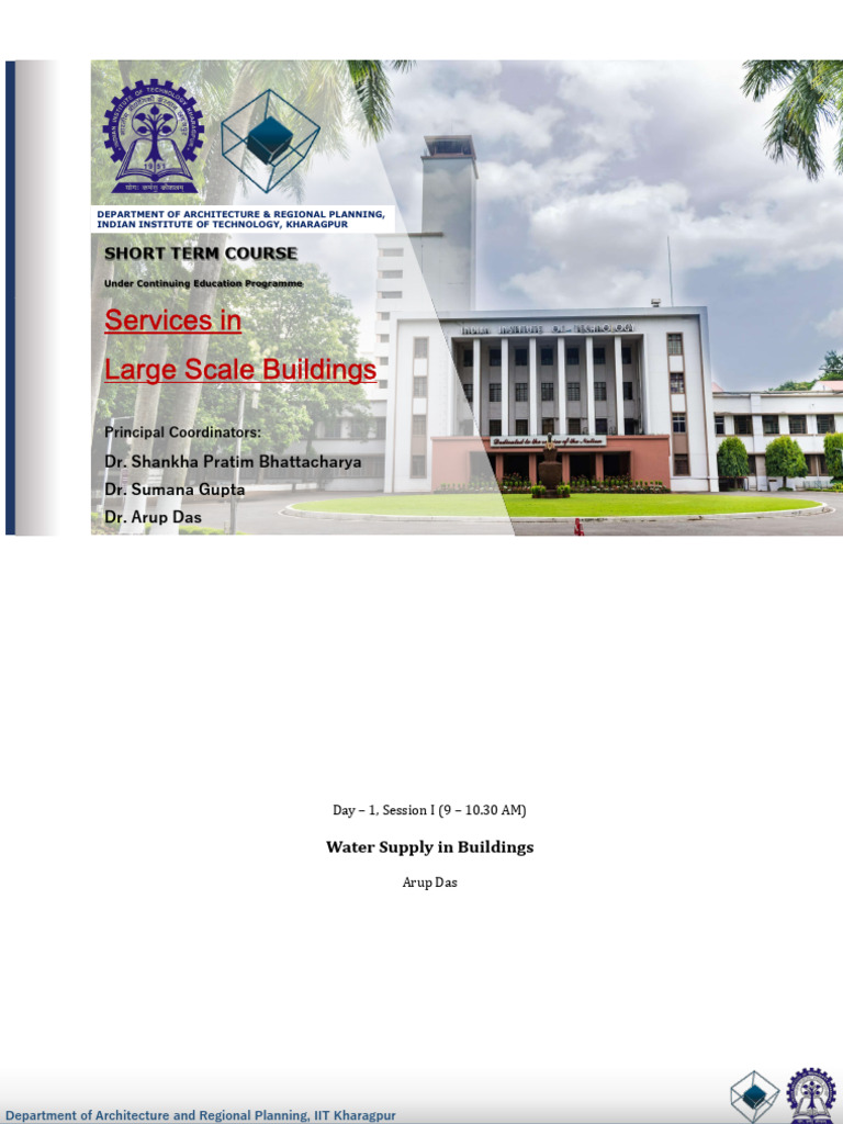 Day 1 - Water Supply - DR Arup Das | PDF | Water | Water Supply Network