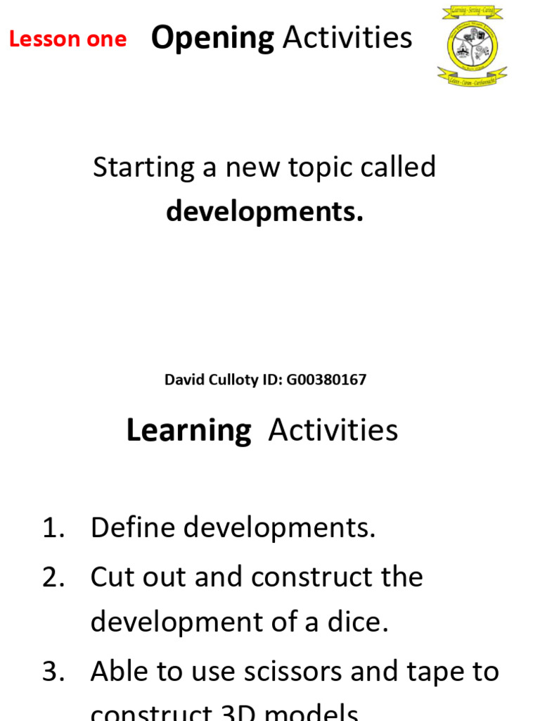 Second Year Graphics Outline Opening Learning and Closure Activities Second Year | PDF | Career ...