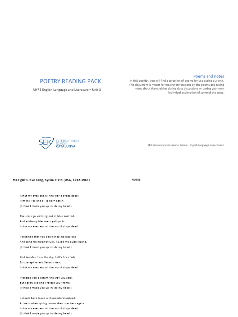 Poetry Reading Booklet | PDF