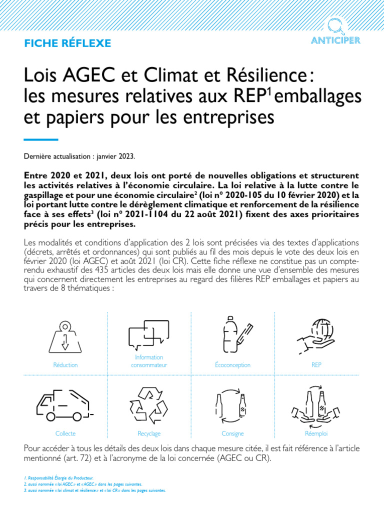 Lois AGEC et Climat : Obligations REP | PDF