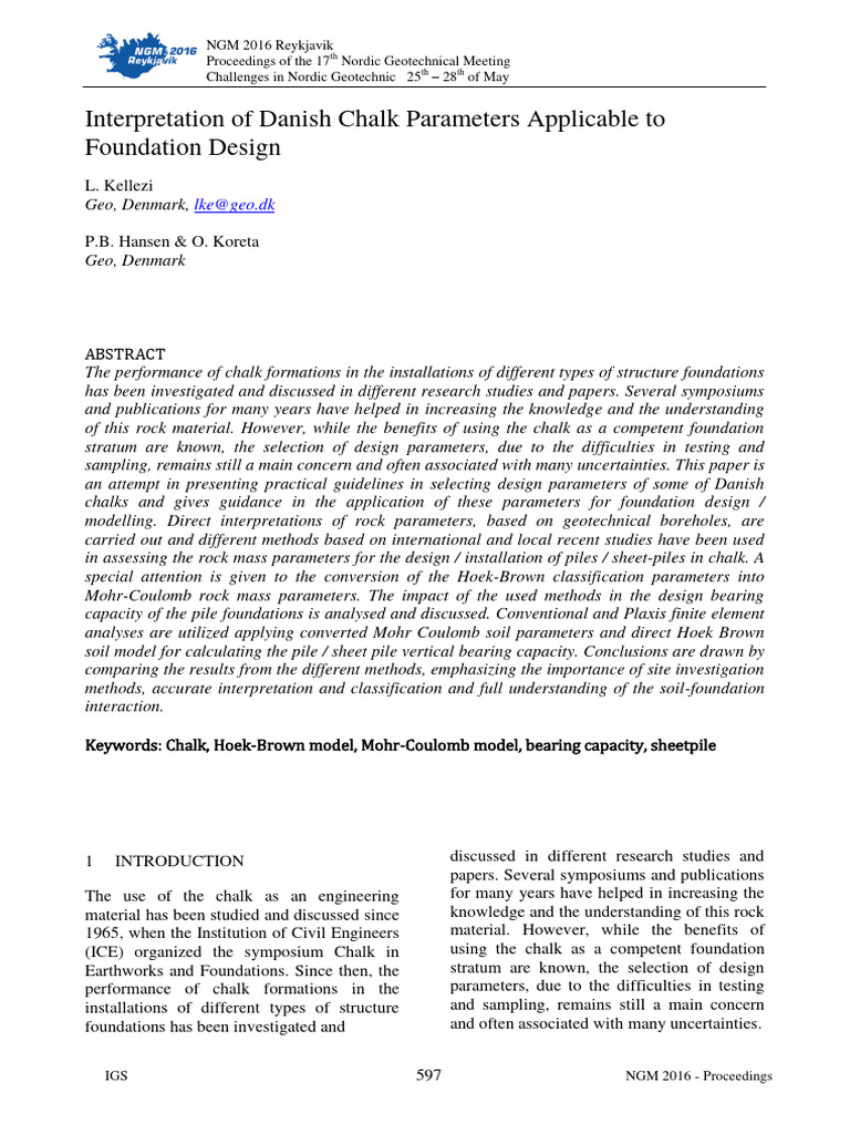 Interpretation of Danish Chalk Parameters Applicable To Foundation Design | PDF | Geotechnical ...