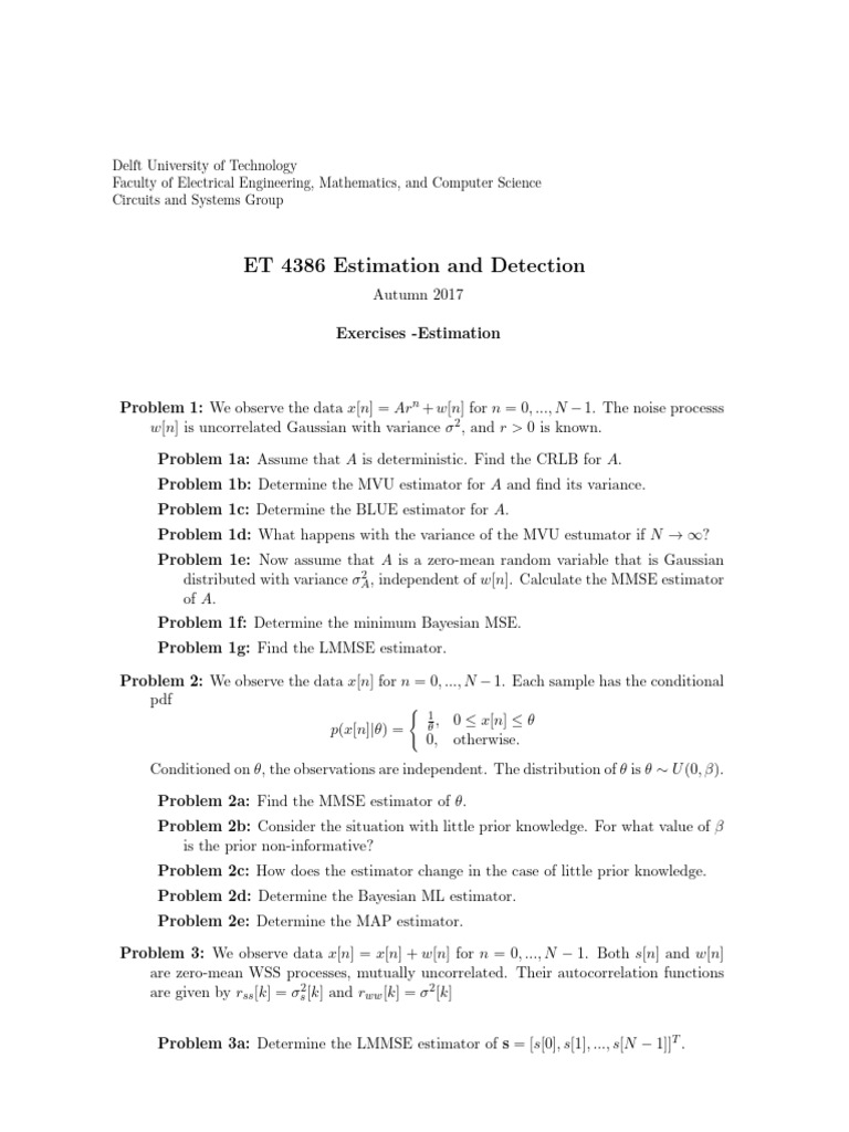 Exerc Session9 v2 | PDF | Estimator | Variance