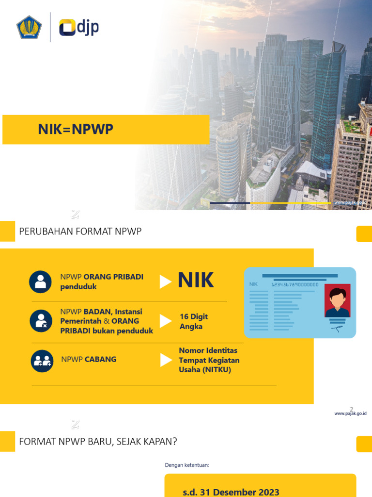 Tata Cara Pemadanan NIK Menjadi NPWP | PDF