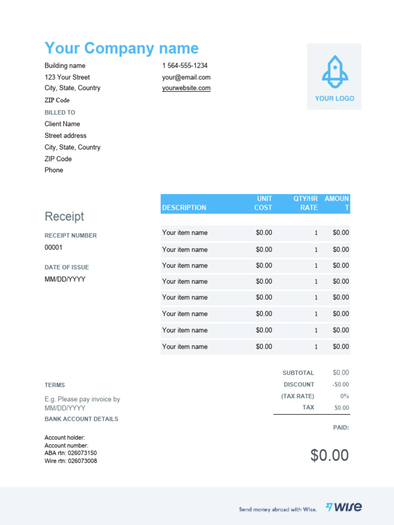 Receipt Template Word | PDF